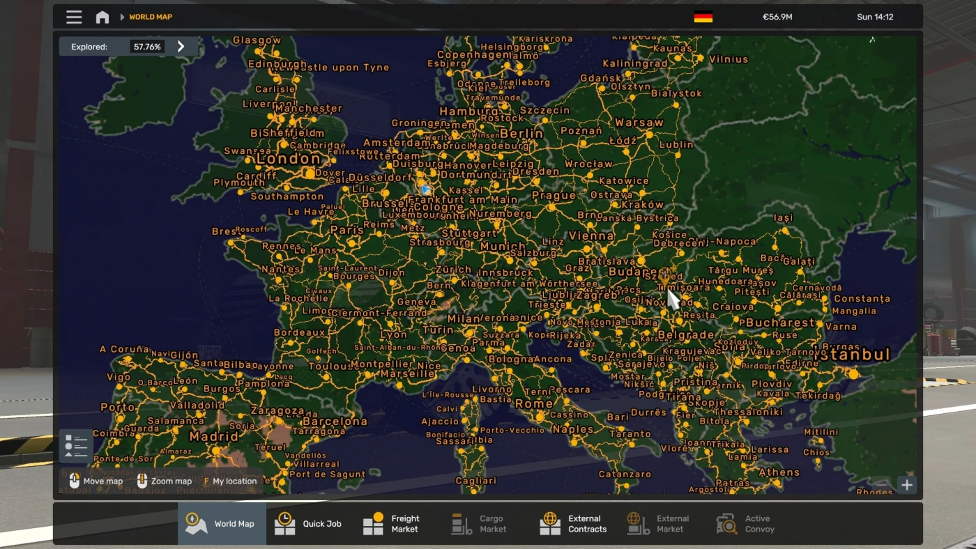 ETS2 World Map Background for Euro Truck Simulator 2 - TruckyMods