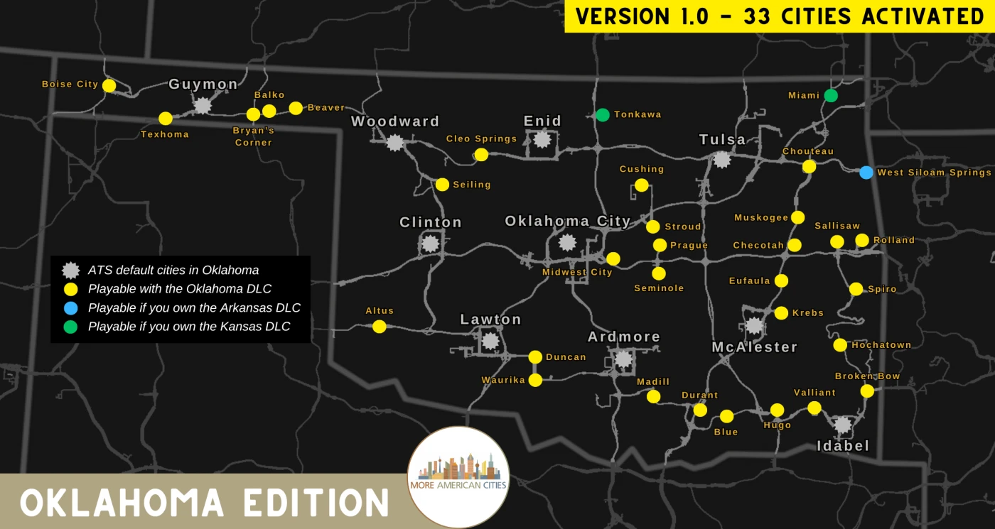 More American Cities (Oklahoma) for American Truck Simulator - TruckyMods