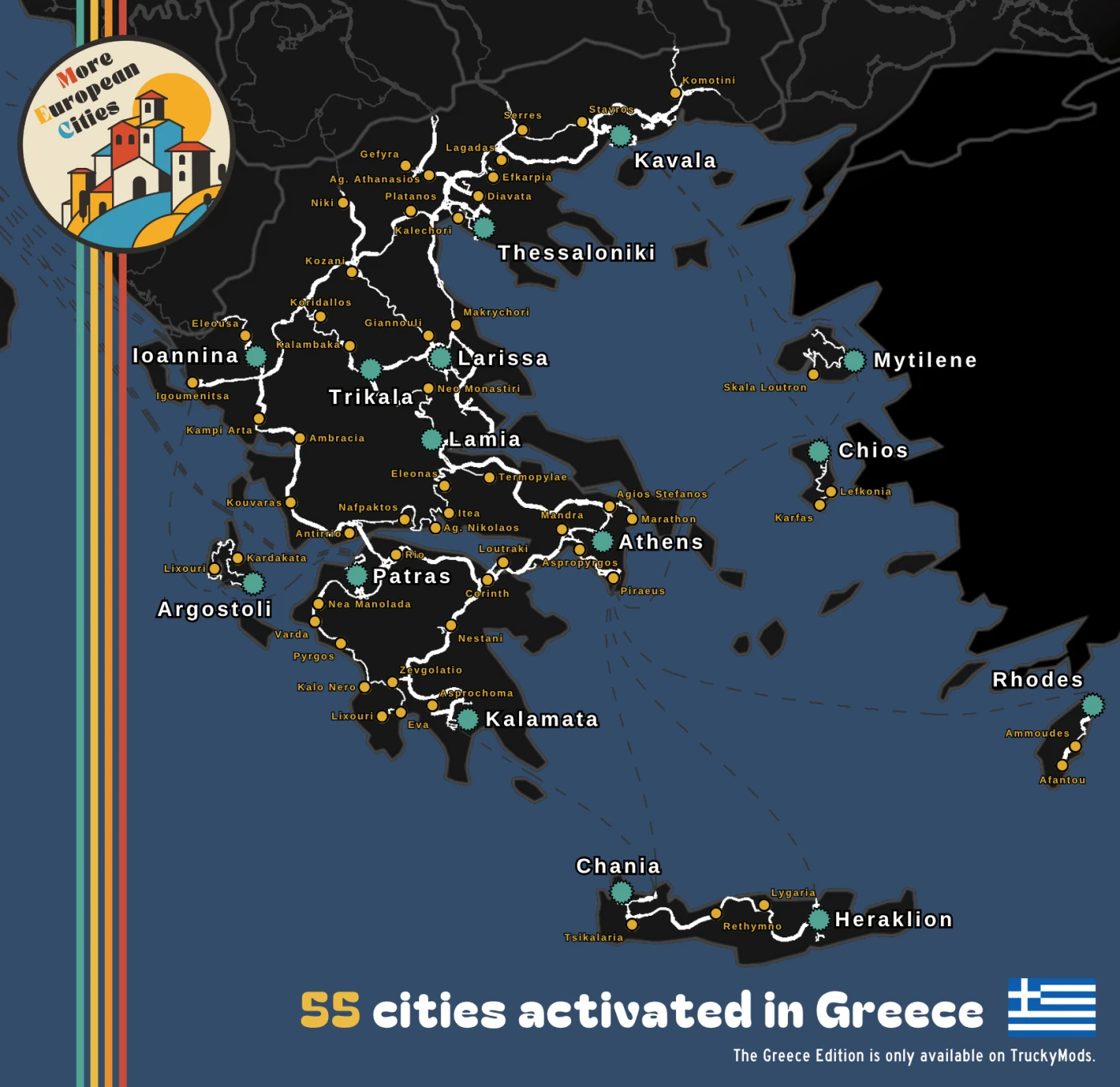 More European Cities (Greece) for Euro Truck Simulator 2 - TruckyMods