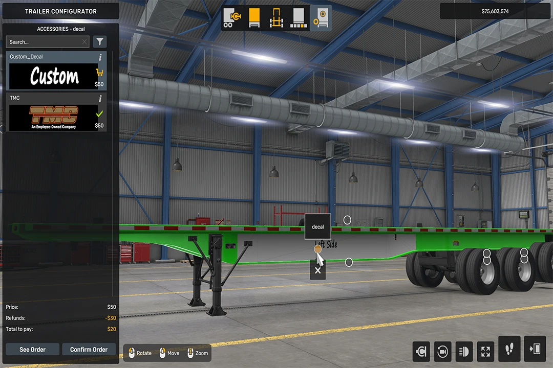 TMC/Custom SCS Flatbed Decal Mod for American Truck Simulator - TruckyMods